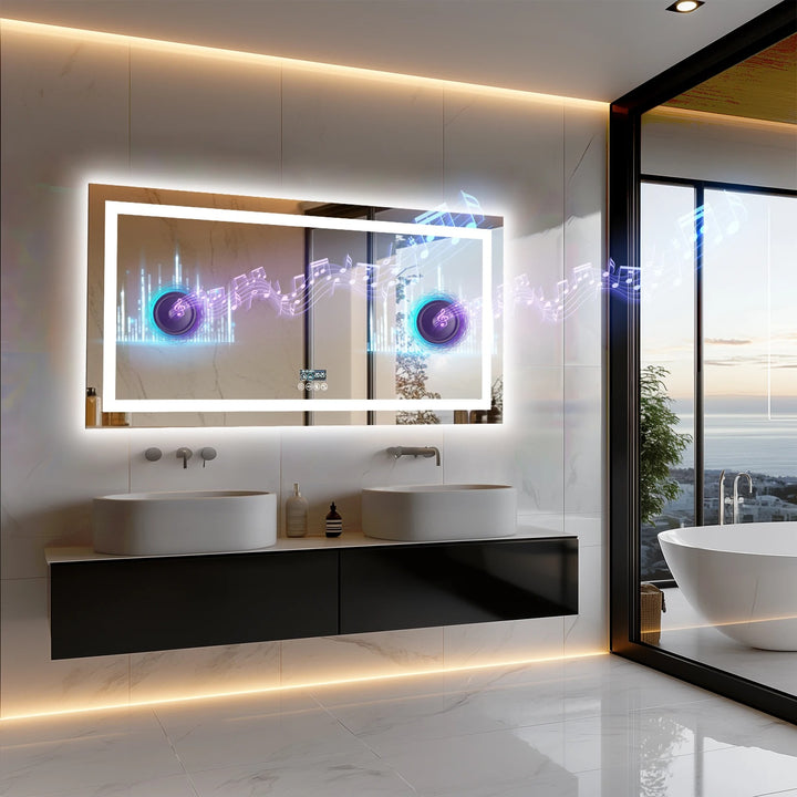 Smart LED Bathroom Mirror with Bluetooth Speaker – LED Mirror World AU